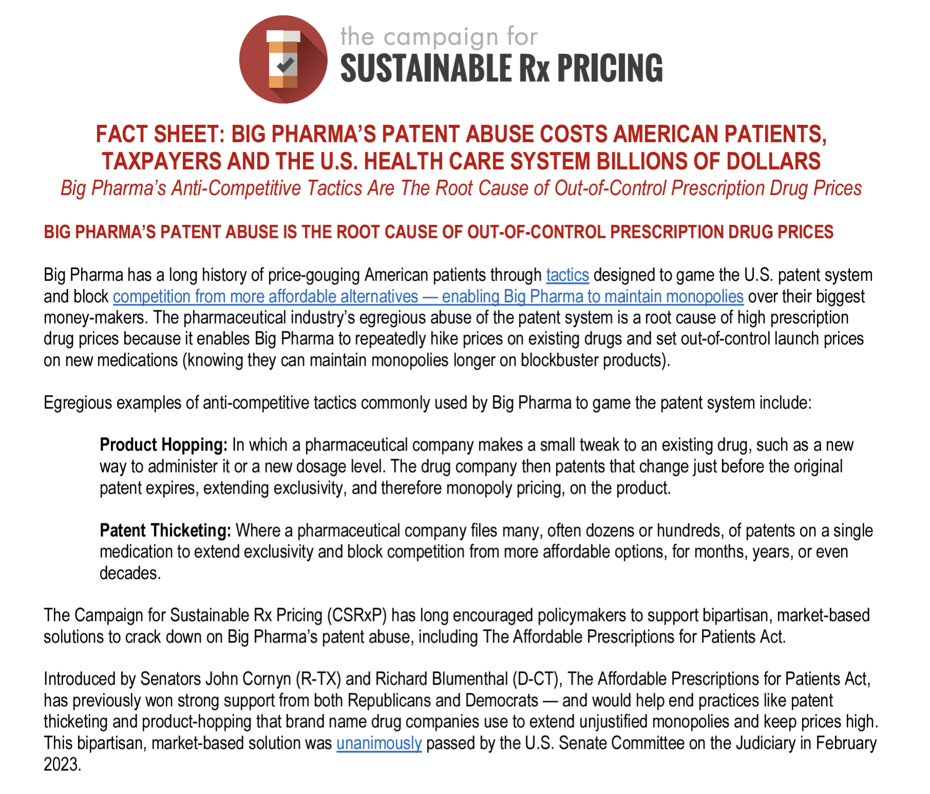 Fact Sheet: Patent Abuse - CSRxP